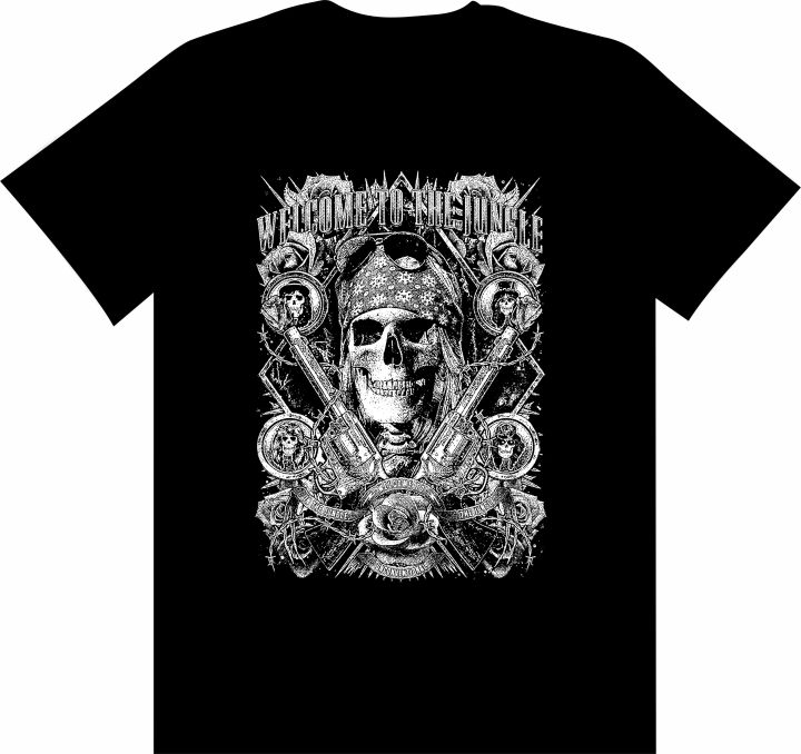 BAJU KAOS OBLONG WELCOME TO THE JUNGLE SKULL RUBHK180 | Lazada Indonesia