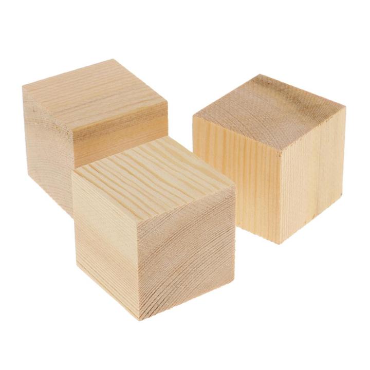 Perfeclan Natural Solid Wood Square Blocks Wooden Cubes Wood Cube Block ...