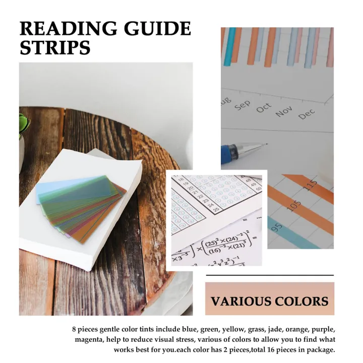 16 Pieces Guided Reading Highlight Strips Colored Overlays Bookmark ...