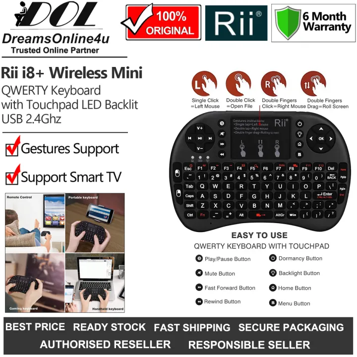 Riitek Rii Mini i8+ Wireless Keyboard with Sensitive Multi-finger ...