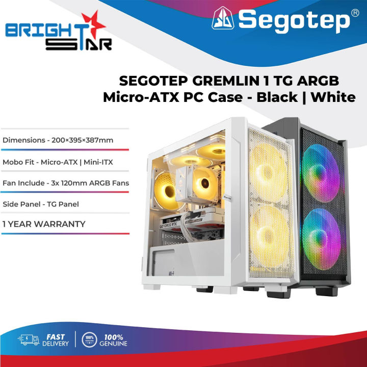SEGOTEP GREMLIN 1 Micro-ATX 3x 120mm ARGB Fans Micro-ATX PC Case ...