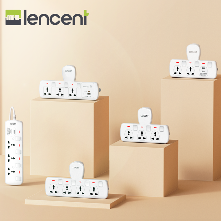 Lencent 3/4/5 in 1 Plug Extension USB Wall Plug with Individual ...