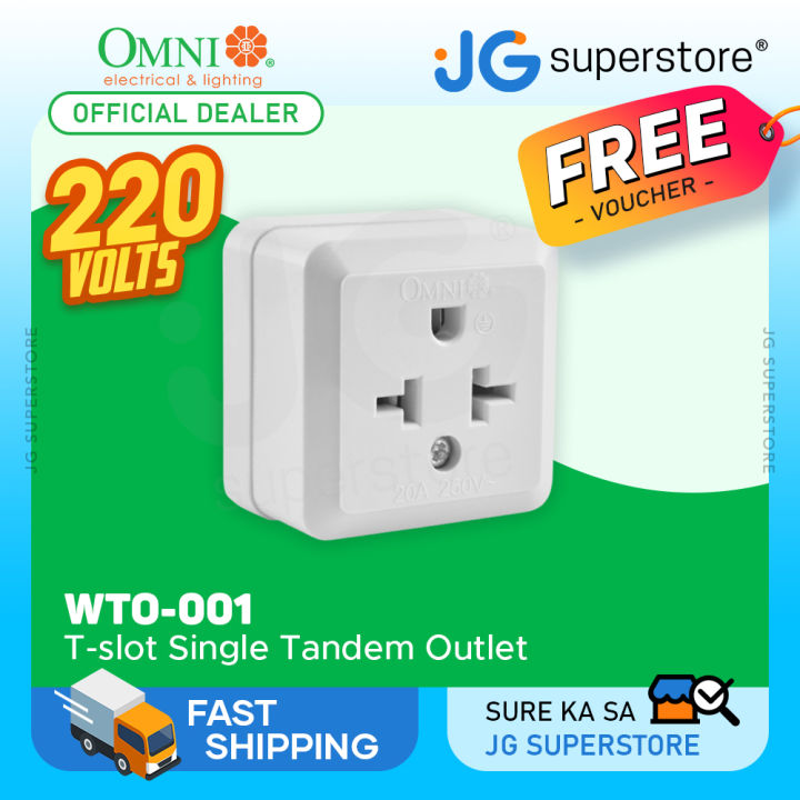 OMNI 20A 220V 1-Gang Single Surface Tandem Outlet Socket with Ground ...