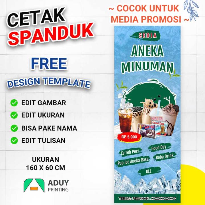 Banner spanduk minuman Kekinian / segar / dingin Ukuran 160x60 Bisa ...