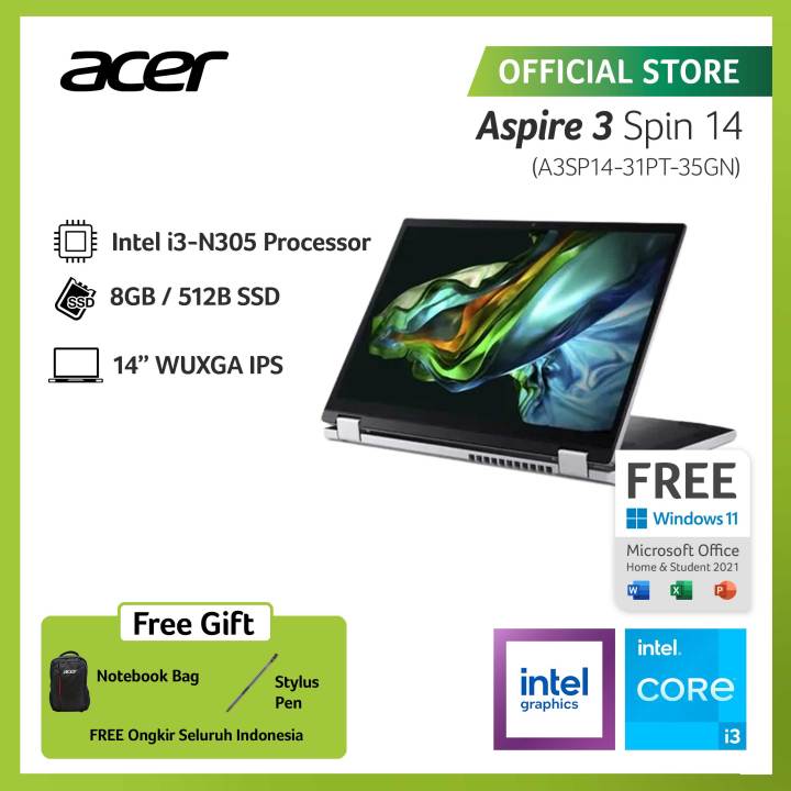 ( FREE STYLUS PEN ) ACER LAPTOP 2 IN 1 ASPIRE 3 SPIN 14 A3SP14-31PT ...