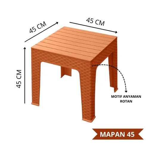 MEJA PLASTIK NAPOLLY/MEJA MAPAN/MEJA PLASTIK MOTIF ANYAM ROTAN | Lazada ...