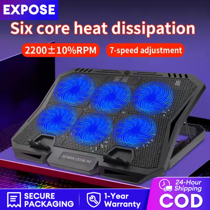 Laptop Cooling Pad For Gaming USB 6 Big Fans For 12"-17" Desktop ...