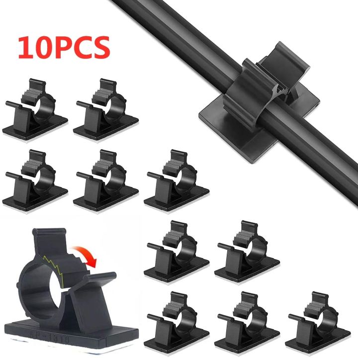 10PCS Adjustable Self-Adhesive Cable Organizer Clips Wire Ties Mounts ...