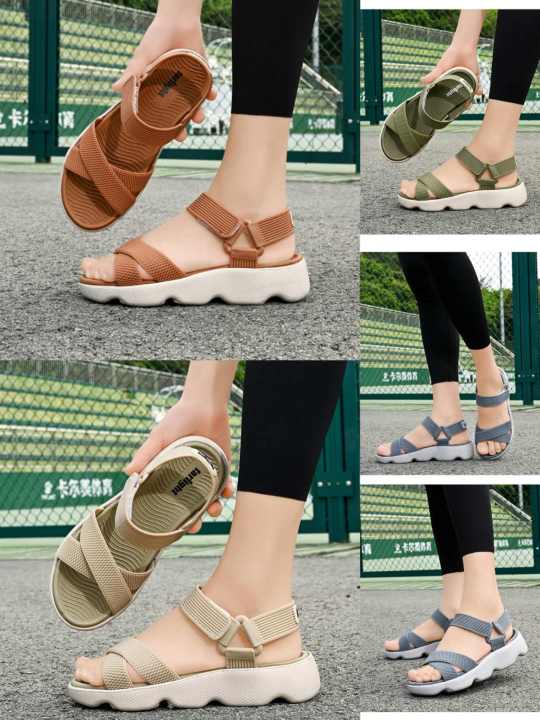 Cross- Strap With Ankle Strap Design Slippers Soft Wedge Sandals ...