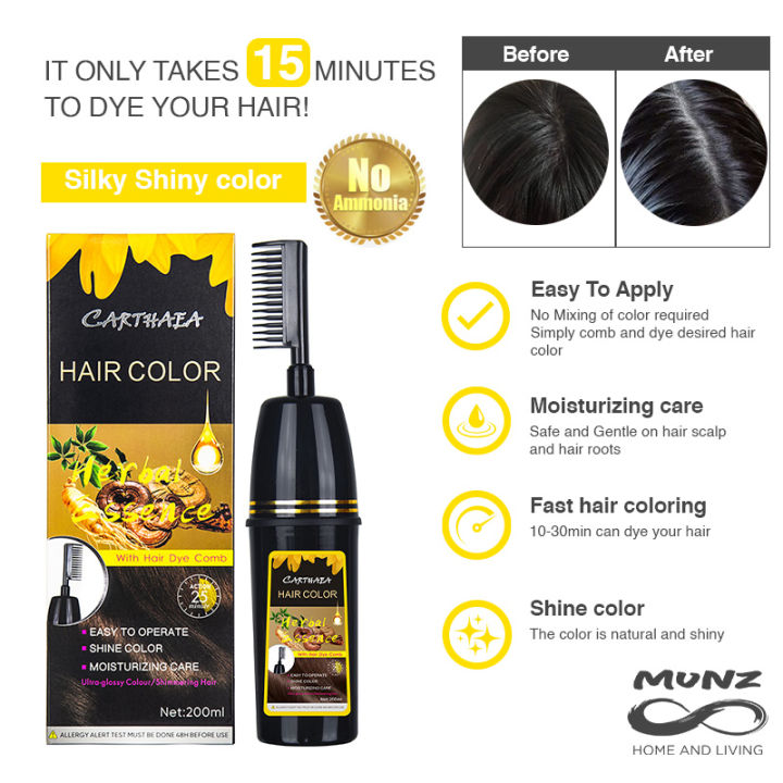 Carthaea Hair Dye Comb Herbal Essence formulated Hair Care Dye (200ml ...