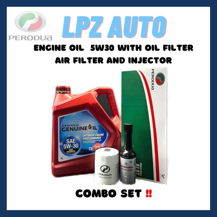 Perodua 5W30 4L(NEW Packing)+Oil Filter+Air Filter+Injector cleaner ...
