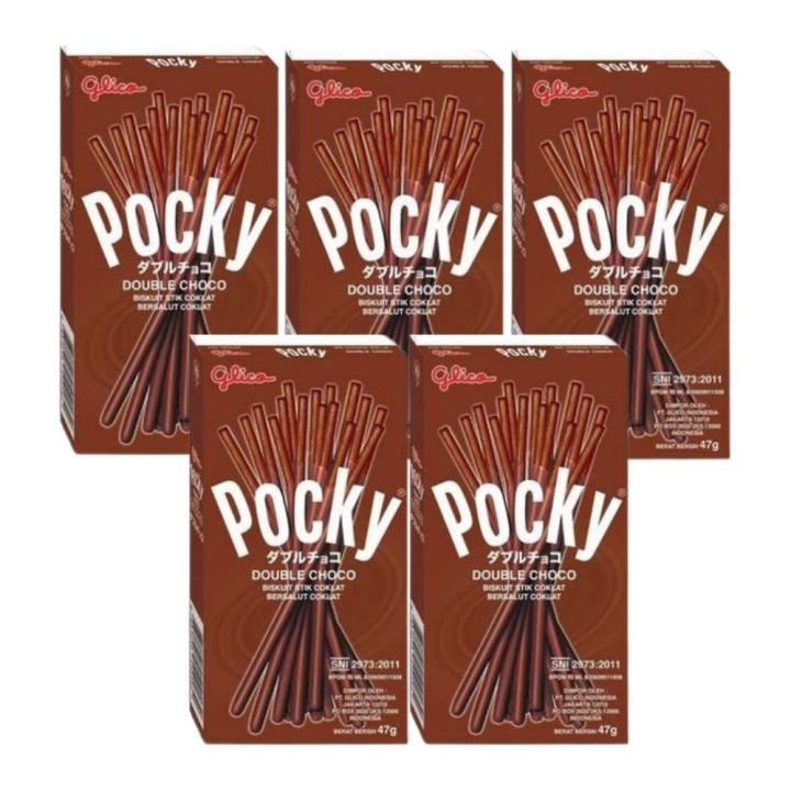 Glico Pocky Double Chocolate Stick Biscuit 47g - Pack of 5 | Lazada PH
