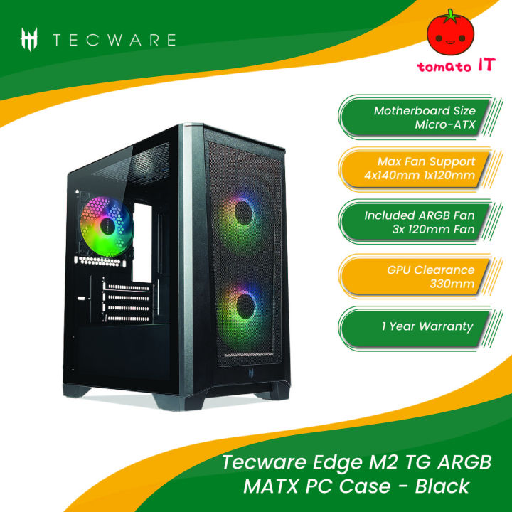 TECWARE EDGE M2 TG ARGB Micro-ATX PC Case - Black | Lazada
