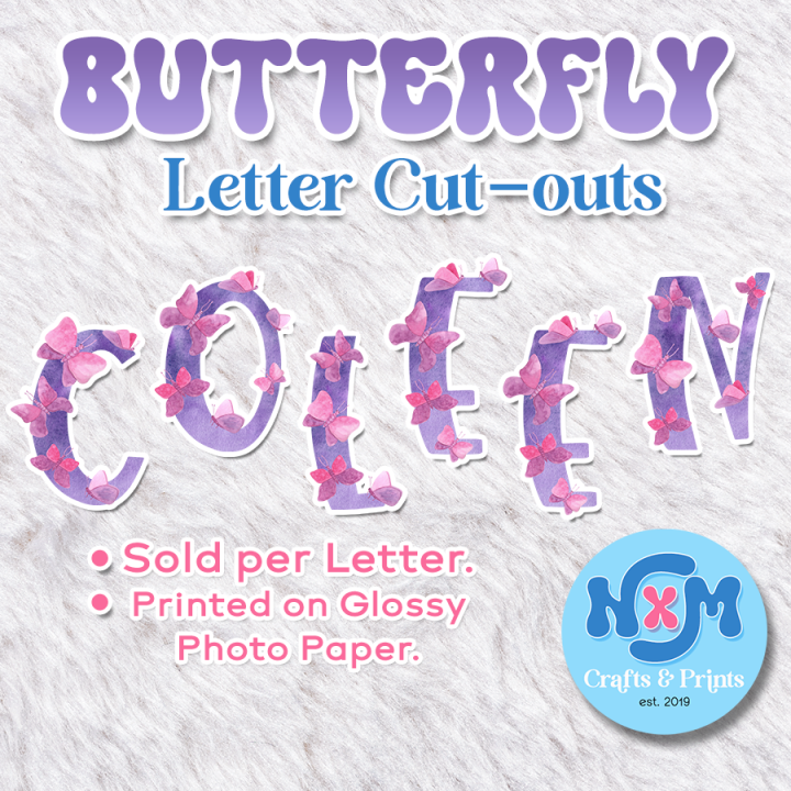 BUTTERFLY Name Letter Cutout Banner Backdrop diy party happy birthday ...