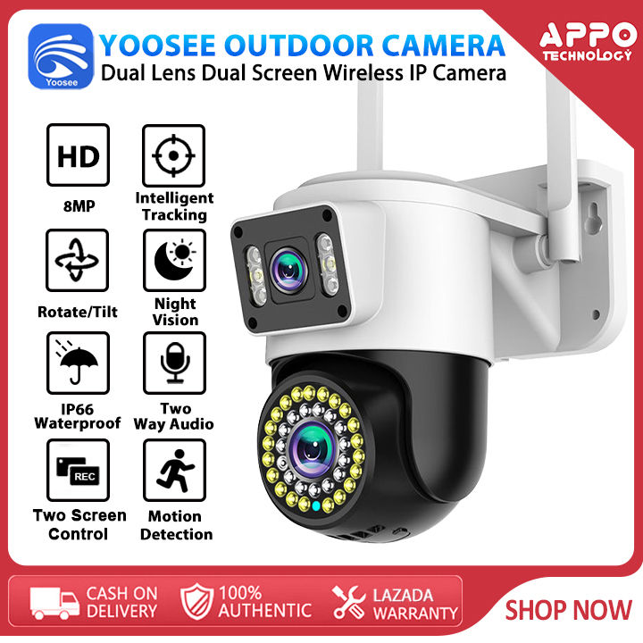 YOOSEE Y15 8MP dual lens CCTV camera Outdoor IP66 waterproof 360 ...