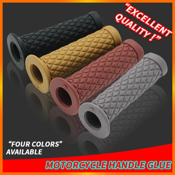 E&M Universal Motorcycle Rubber Handle Grip 22MM Retro Handlebar Grips ...