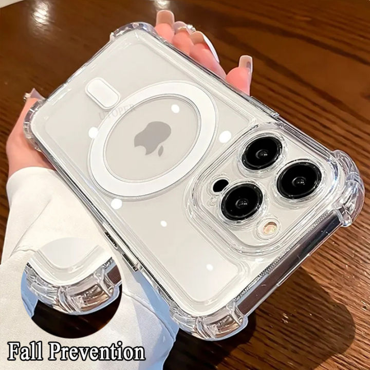 For Magsafe Luxury Transparent Shockproof Case for iPhone 15 14 13 12 ...