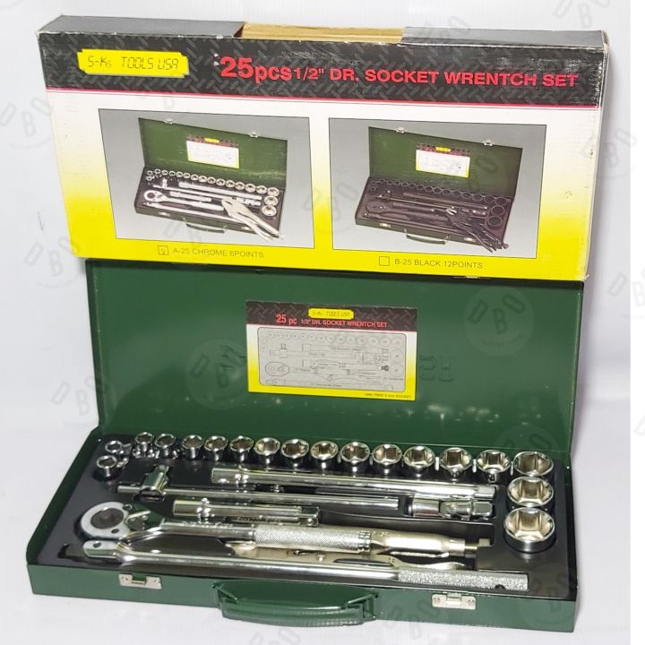 Original S-Ks Tools 1/2" Drive Socket Wrench Set 25 Pcs. (6 Point) | Lazada PH