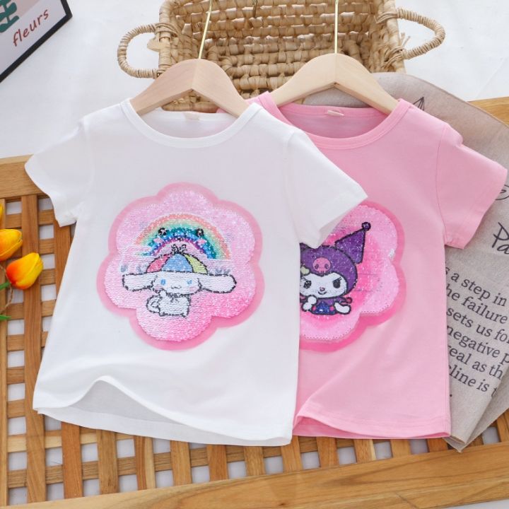 Sanrio Kawaii Anime Cinnamoroll Kuromi Girls Bottom Shirt New Kids ...