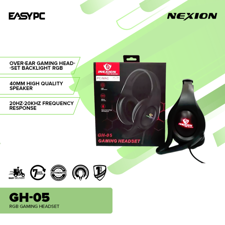 EasyPC | Nexion GH-05 RGB Gaming Headset Headphones For PC and Laptop ...