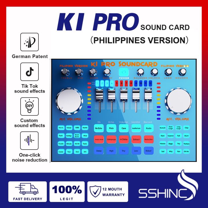 COD 【Philippines version】K1pro k1 king sound card for recording with Condenser microphone ...