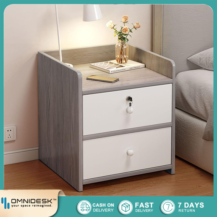 THEOMNIDESK Bedside Locker with Lock Nordic Style Bedside Cabinet ...