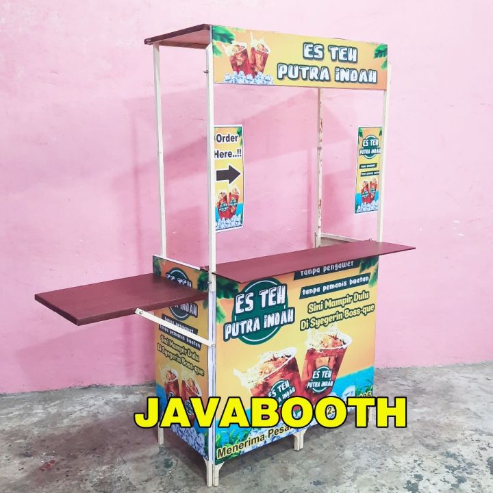 Booth Portable / Gerobak Lipat / Meja Lipat Kayu Atap Bonus Rak Display ...
