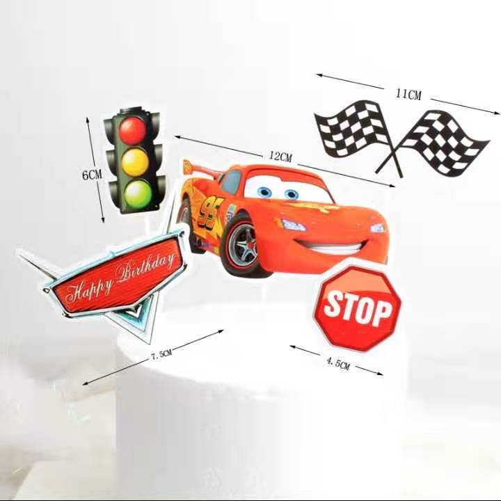 Ins Style Dsn Lightning Mcqueen Car Theme Cartoon Paper Card Cake