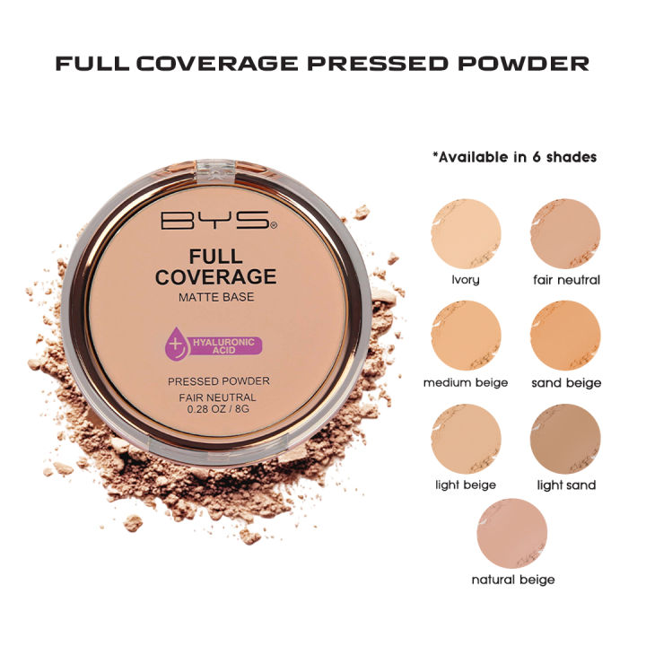 BYS Full Coverage Pressed Powder - Matte Base with Hyaluronic Acid ...