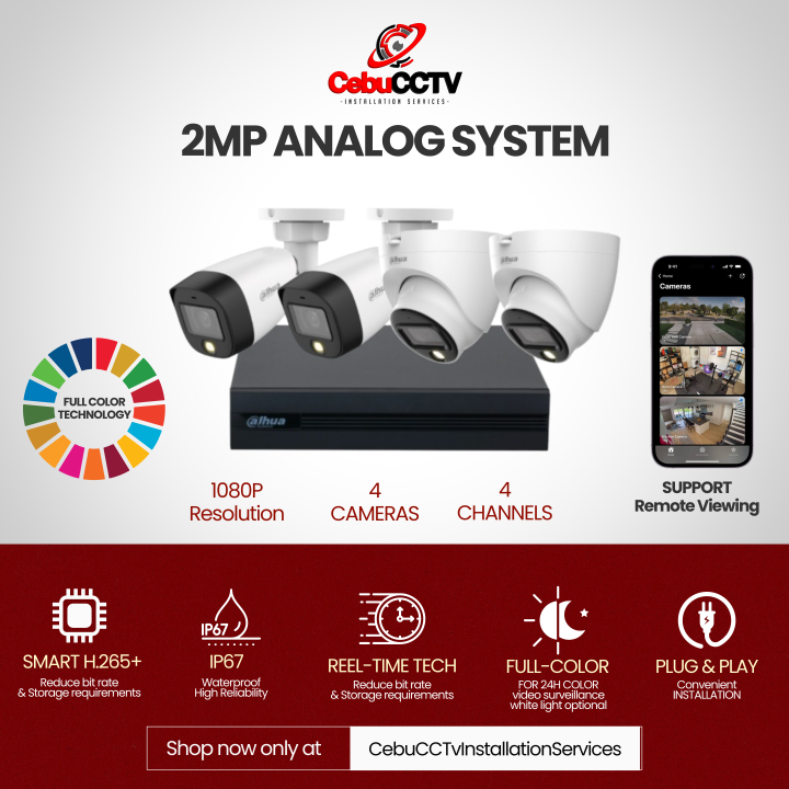 Dahua FULL COLOR CCTV Package Kit (DH-KIT-CVI2MP2B2D-FC) W/1T SSD 2MP ...