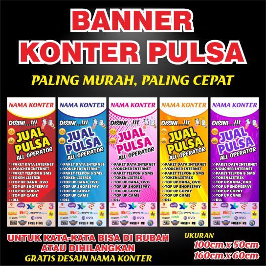 spanduk / banner KONTER PULSA BENTUK BERDIRI desain TERBARU!!! | Lazada ...