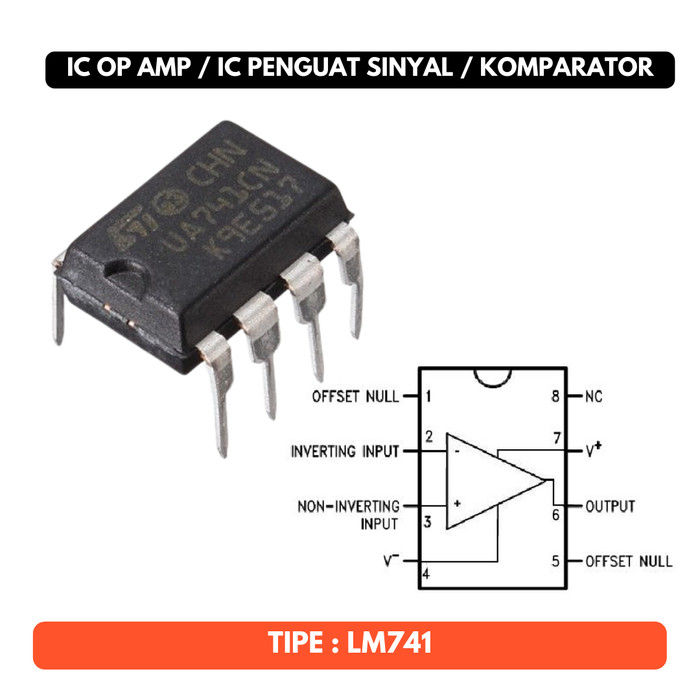 Ic UA741 UA 741 LM741 Dip-8 Op Amp OpAmp Penguat Sinyal Komparator Operational Amplifier ...