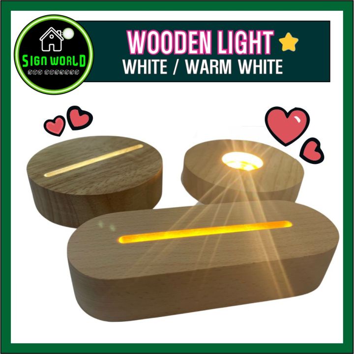 Wooden Led Light Base Stand (New) / White Warm Night Lamp Home Decor ...