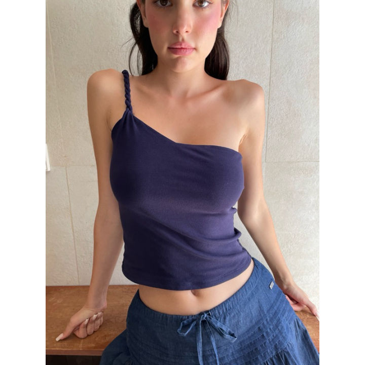 (The July Mansion) One Shoulder Twisted Tank Top 048 | Lazada.co.th
