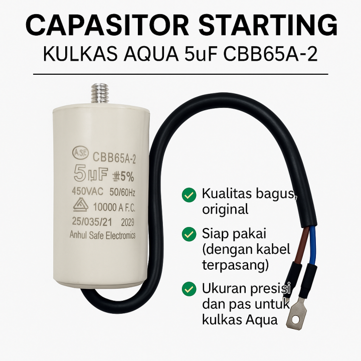 Kapasitor Capasitor Starting 5uF CBB65A-2 untuk Kulkas Aqua dan Kulkas ...