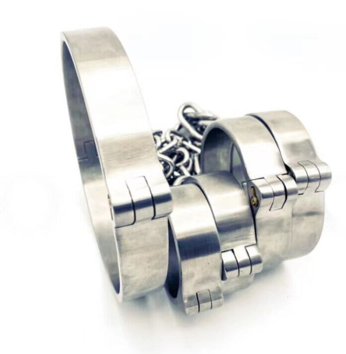 Detachable Stainless Steel Neck Collar Handcuffs Ankle Cuffs Bondage ...