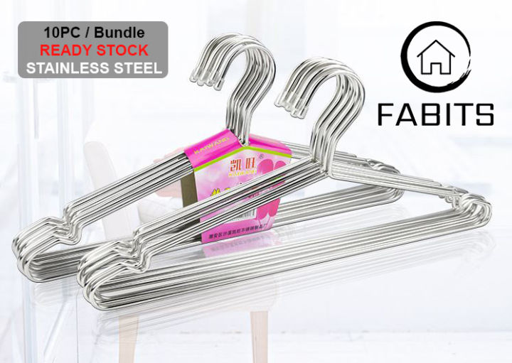 FABITS Stainless Steel Clothes Hanger Slip Resistant Wire Metal Hanger ...