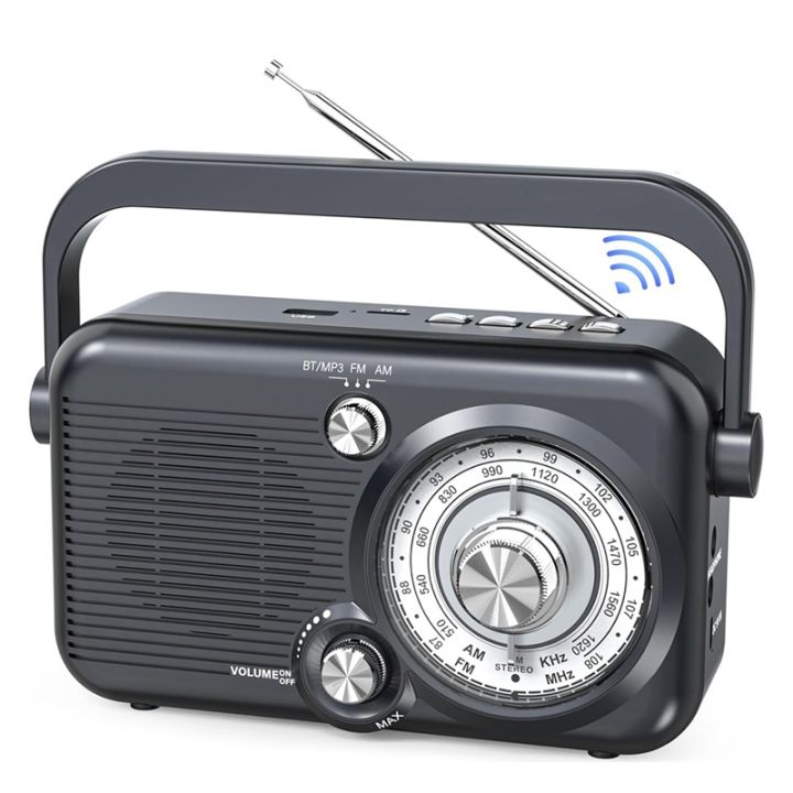Portable Bluetooth AM FM Radio,1200mAh Battery Powered Radio Loud ...