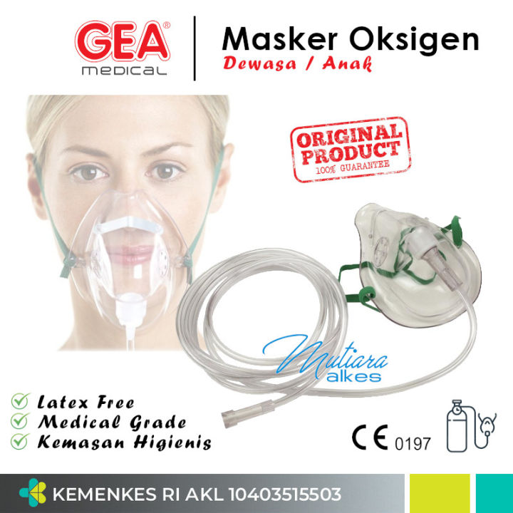 Masker Oksigen GEA ONEHEALTH Dewasa dan Anak - Oxygen Mask Adult Child ...