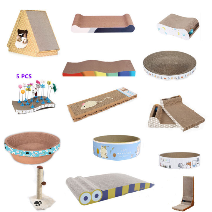 [SG Stcok] Cat Scratch Board with Funny Bell Ball Scratching Pad Mat ...