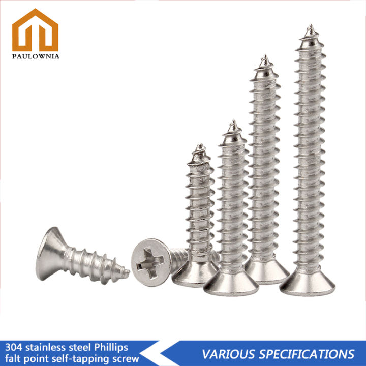 M4 M4.2 M5 M6 M8 304 Stainless Steel Cross Recessed Flat Head Self-Tapping Screws Phillips ...