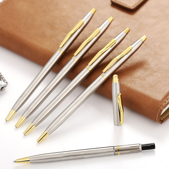 Metal Ballpoint Pen Stationery Stainless Steel Rod Rotating Pen Ballpen ...