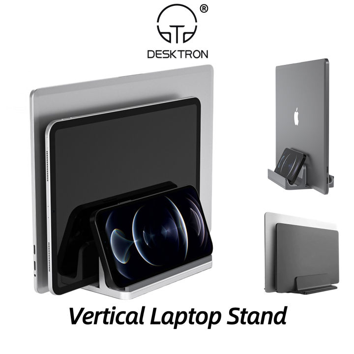 DESKTRON Vertical Laptop Stand - Solid Aluminium Base, Adjustable Width ...