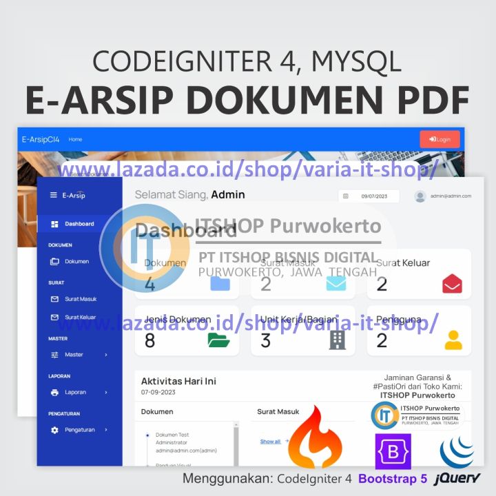Source Code Aplikasi Web E-Arsip Dokumen PDF Codeigniter 4 MySQL | Lazada Indonesia