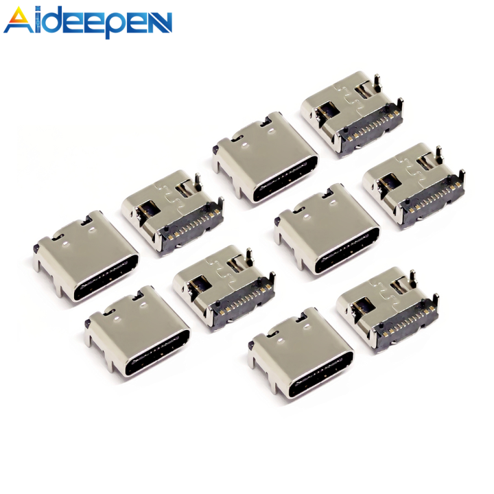Aideepen USB 3.1 Type-C 16ขาหญิงเชื่อมต่อสำหรับโทรศัพท์มือถือชาร์จพอร์ตชาร์จซ็อกเก็ตพ่วงฟุตเสียบ ...