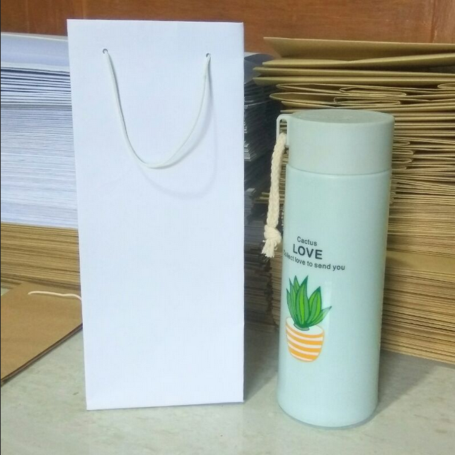 PAPER BAG BOTOL PUTIH 10X8X25/TAS KERTAS BOTOL TUMBLR/PAPERBAG CRAFT ...