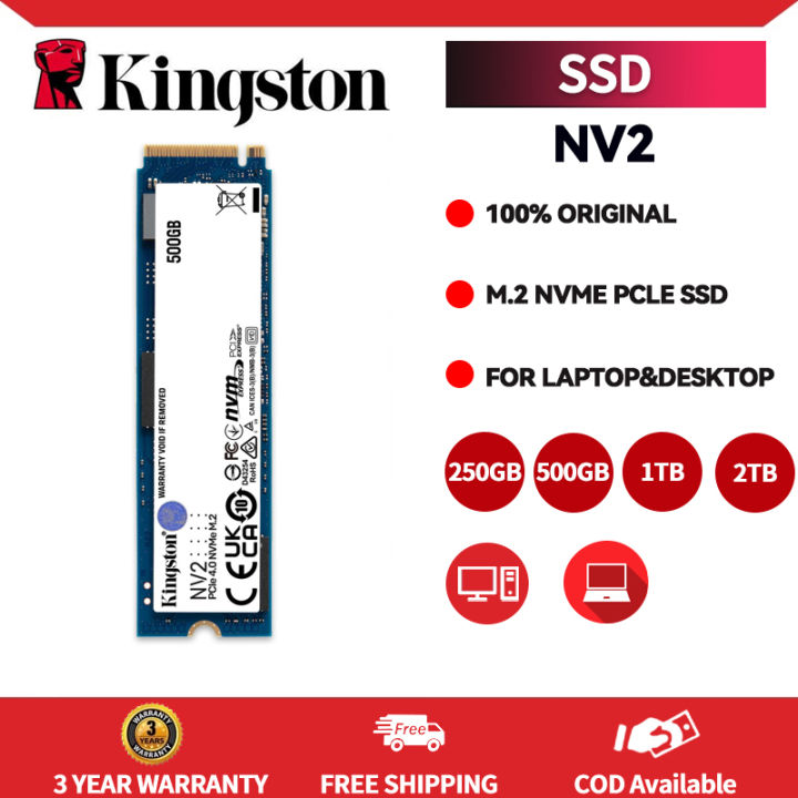 Kingston NV2 SSD 250GB 500GB 1TB 2TB PCIe 4.0 NVMe M.2 Internal Desktop and Laptop SSD Solid ...