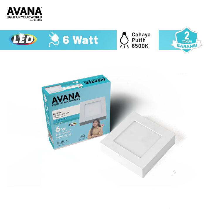 AVANA Panel Light Surface Square 6 Watt Lampu Plafon Persegi Outbow LED ...