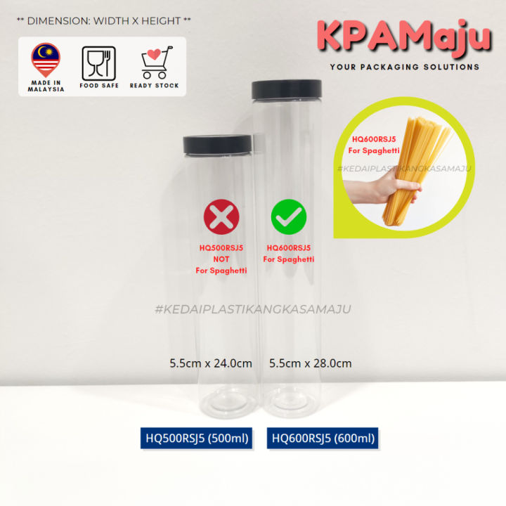 Balang Plastik (500ml, 600ml) - Balang Spaghetti, Spaghetti Jar, Pasta ...