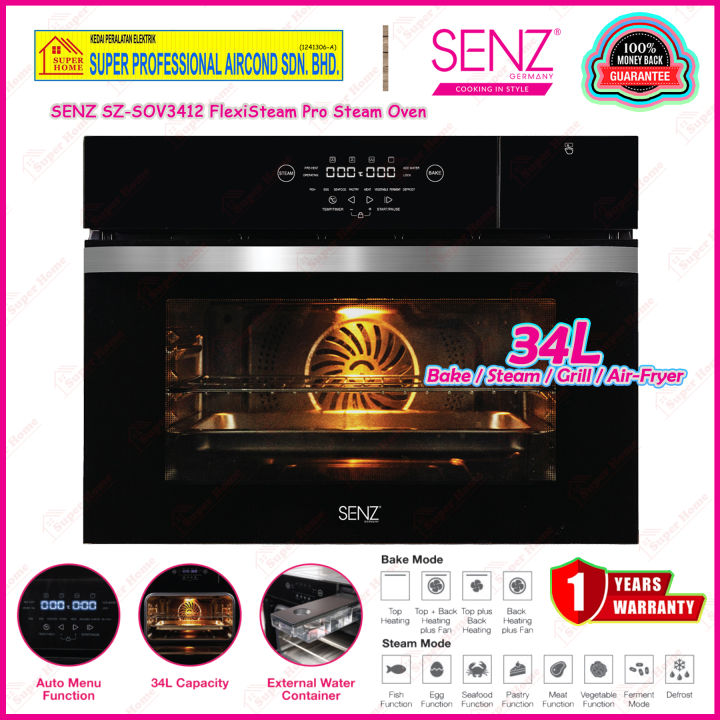 Senz Steam Oven SZ-SOV3412 FlexiSteam Pro Fully Digital Build-in Steam ...